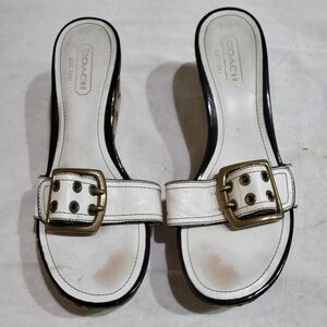 Coach | Shoes | Coach Womens White Slide Sandals | Poshmark